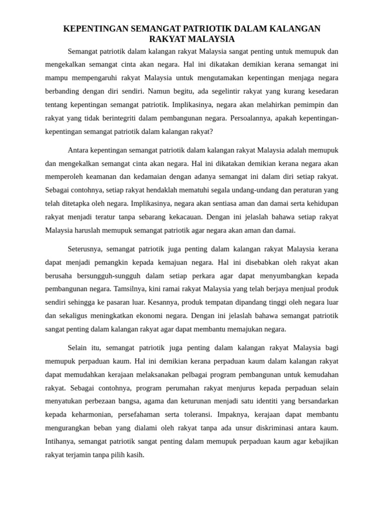Kepentingan Semangat Patriotik Pdf