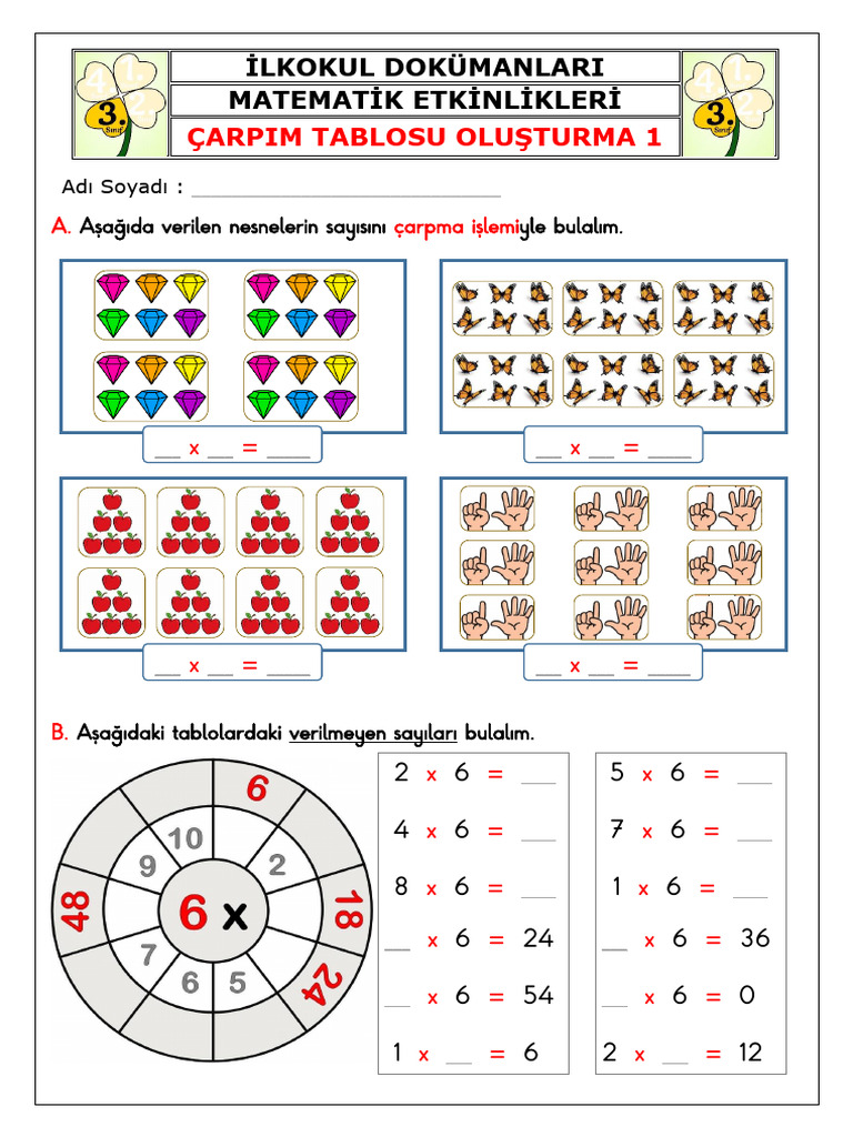 3 Sinif Carpim Tablosu Olusturma Etkinlik | PDF 3 Sinif Carpim Tablosu Olusturma Etkinlik | PDF