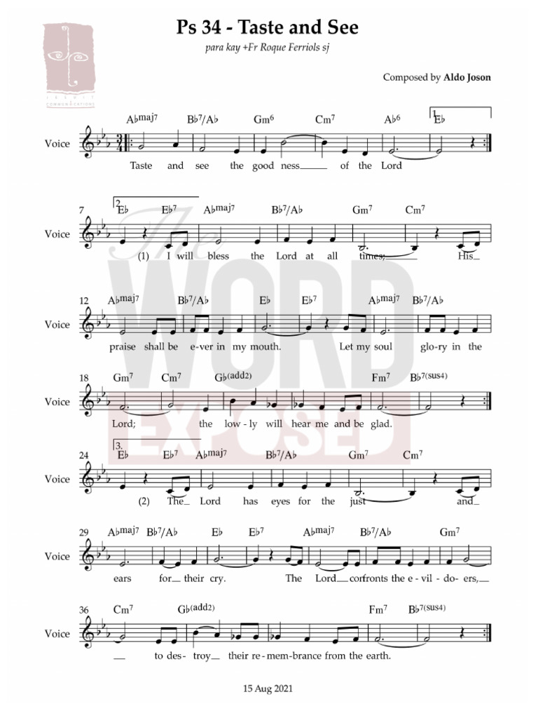 Psalm - Taste and See 2 (PS 34) | PDF