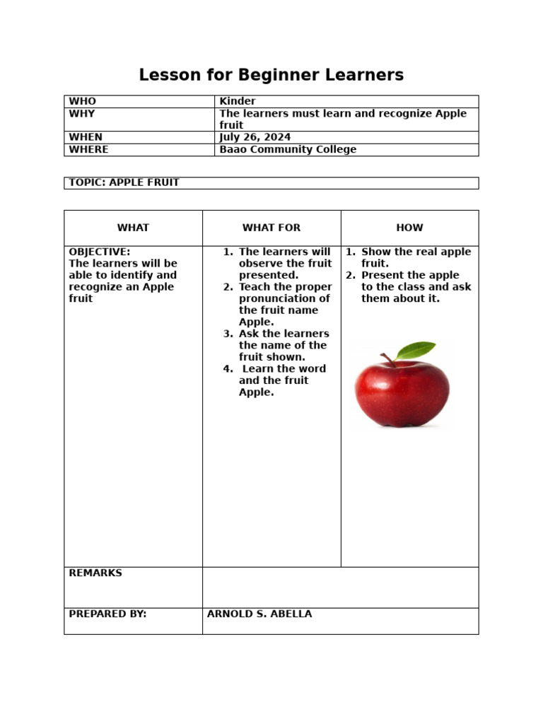 Lesson For Beginner Learners | PDF