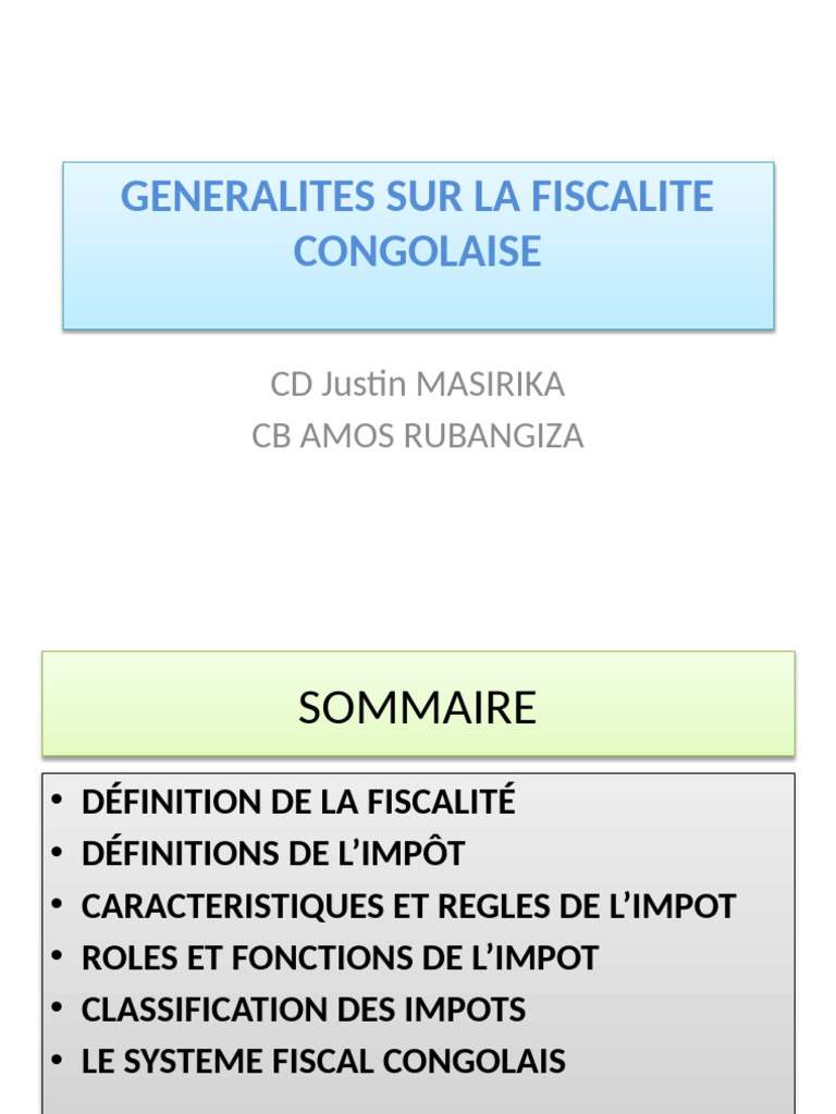 GÉNÉRAL Fiscalité | PDF