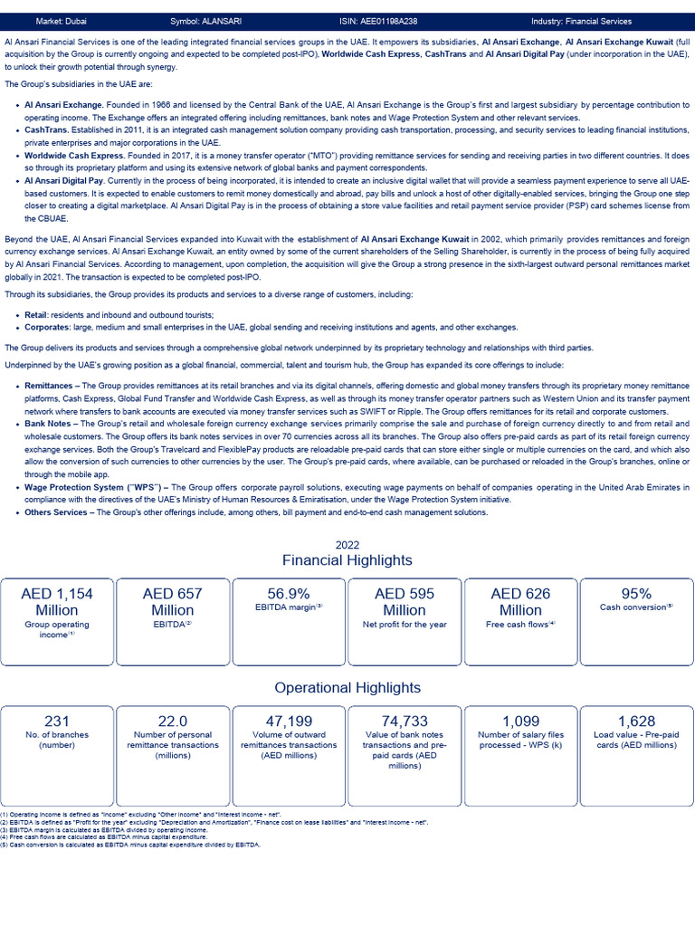 Al Ansari Key Facts Statement | PDF
