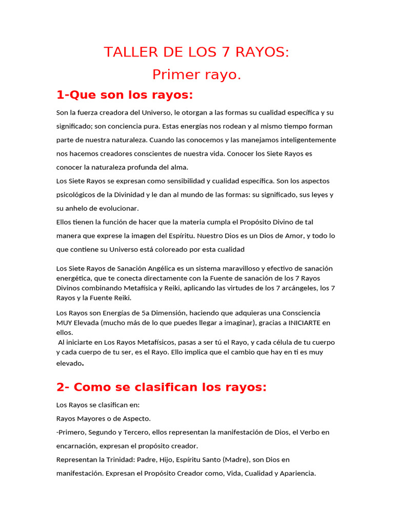 Taller de Los 7 Rayos | PDF
