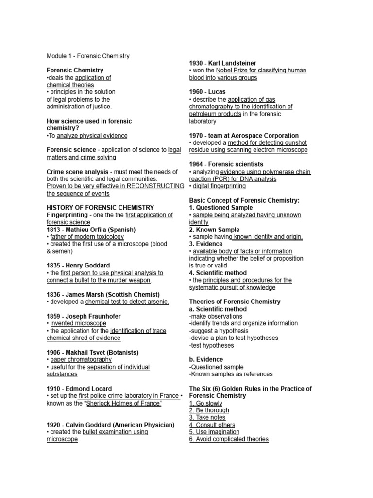 Module 1-7 Forensic Chemistry Notes | PDF