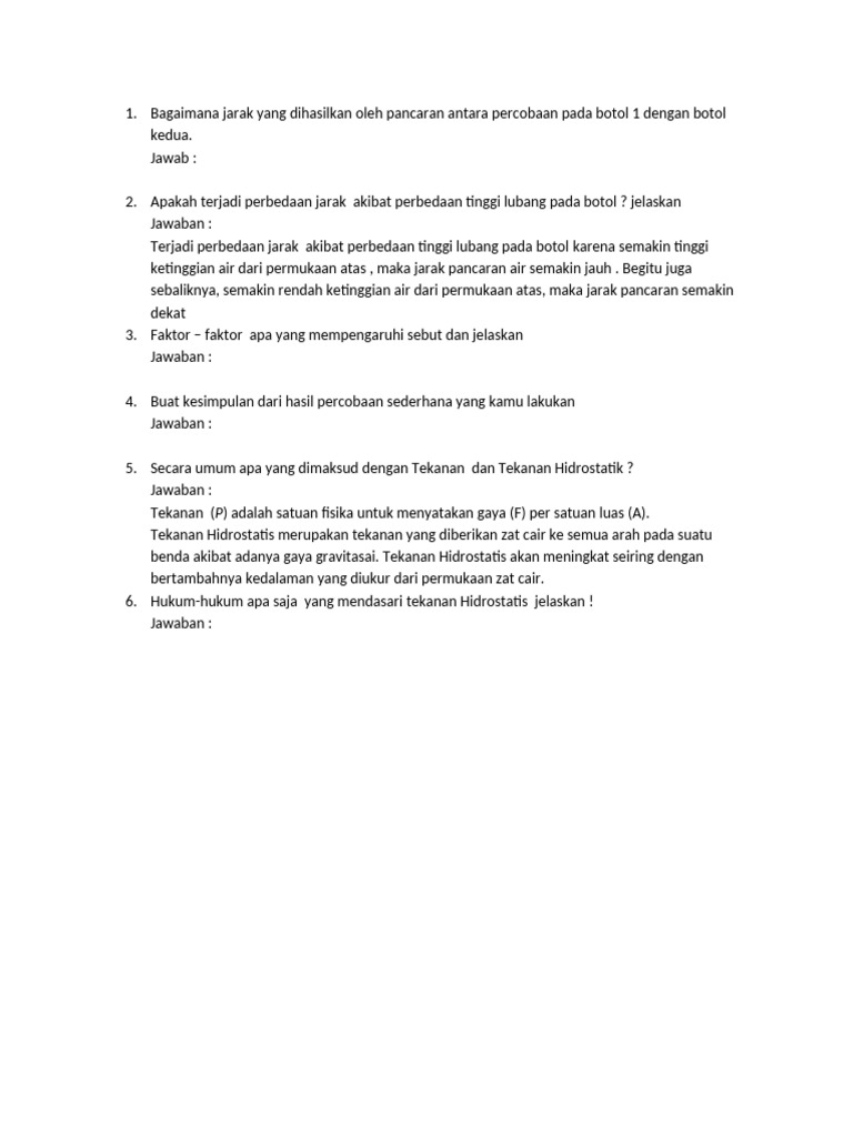 Bagaimana Jarak Yang Dihasilkan Oleh Pancaran Antara Percobaan Pada Botol 1 Dengan Botol Kedua ...