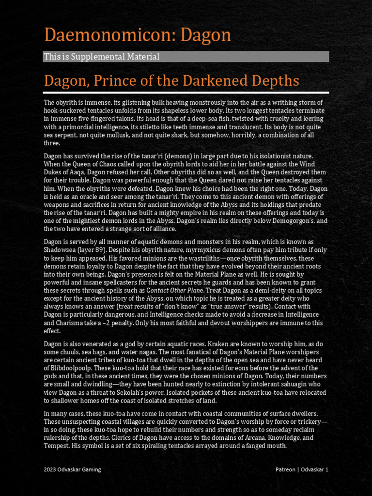 Daemonomicon Dagon | PDF