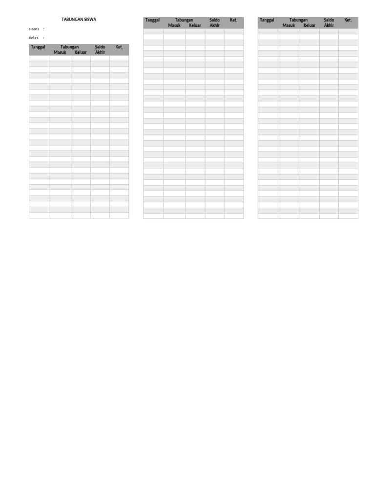 Format Tabungan Siswa | PDF