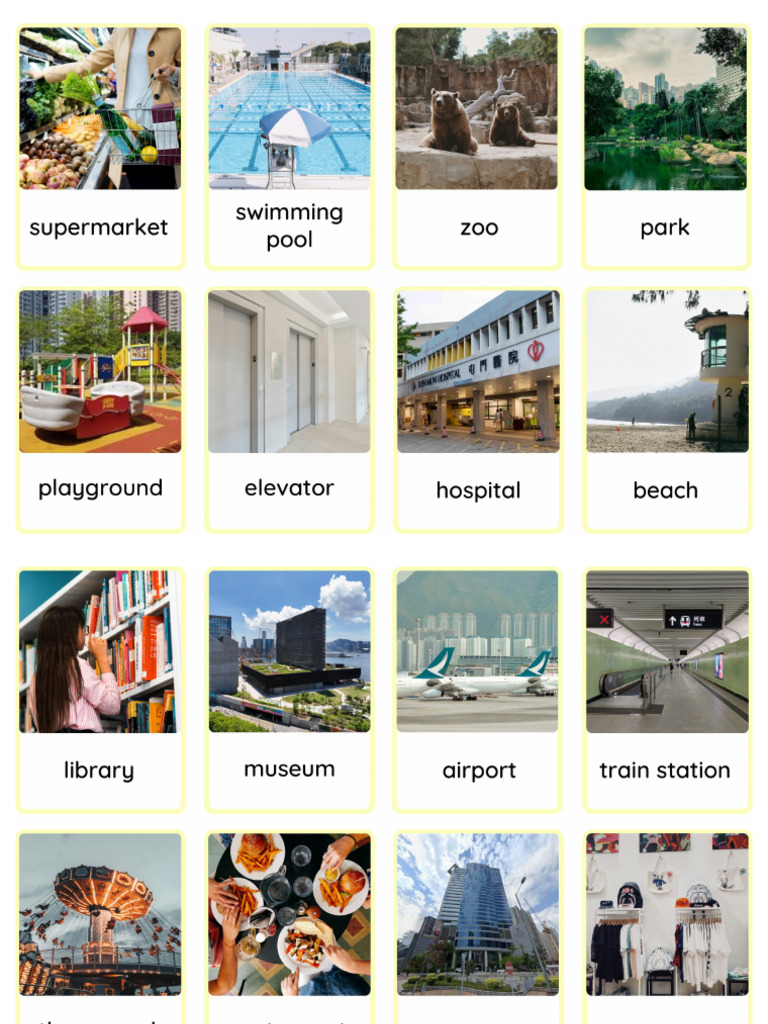 Signs and Places Matching Card Game English | PDF