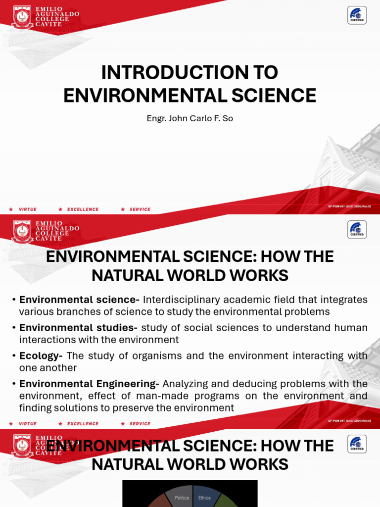 Introduction To Environmental Science: Engr. John Carlo F. So | PDF