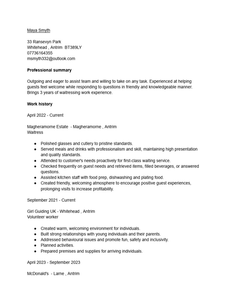 Professional Summary | PDF