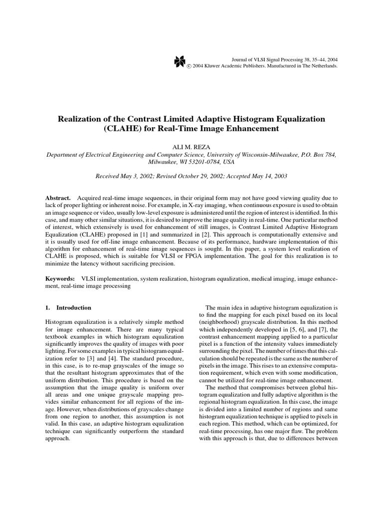 Realization of The Contrast Limited Adap | PDF | Computer Vision | Teaching Methods & Materials