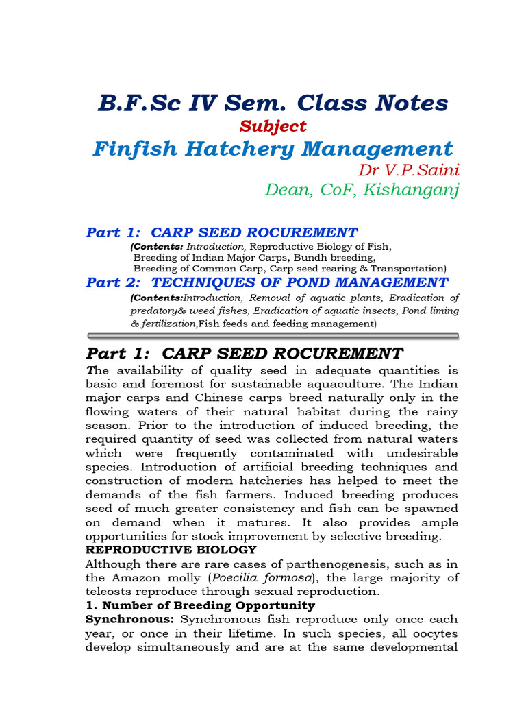 Finfish Hatchery Management | PDF | Spawn (Biology) | Luteinizing Hormone