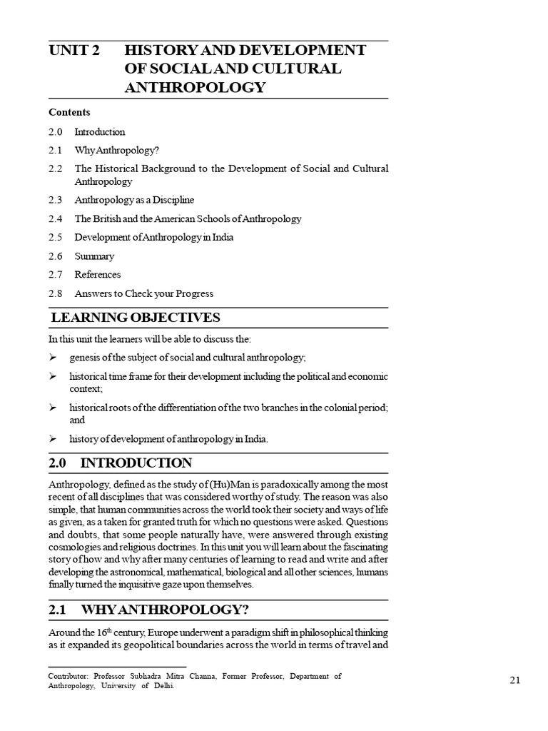 Unit-2 History and Development of Social and Cultural Anthropology | PDF