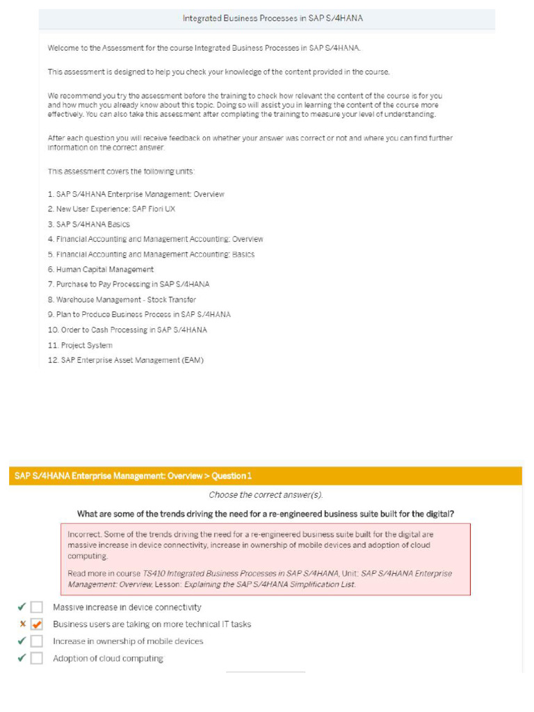 Assessment - Integrated Business Processes in SAP S4HANA | PDF