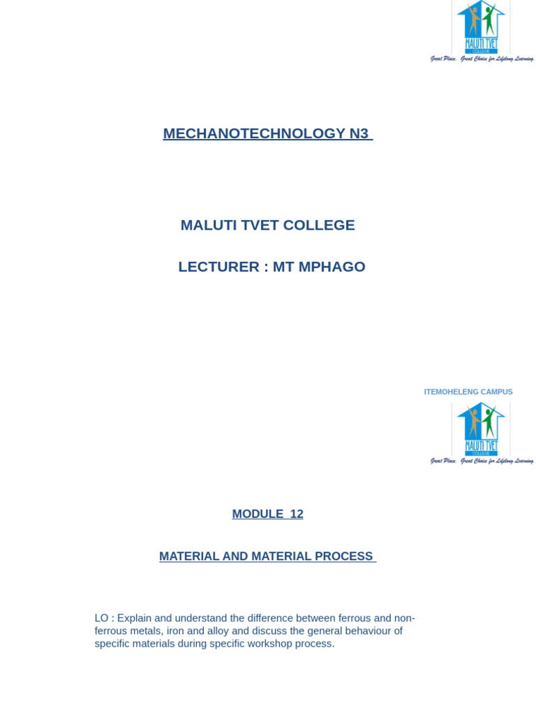 N3 Mechanotechnology Module 12 | PDF