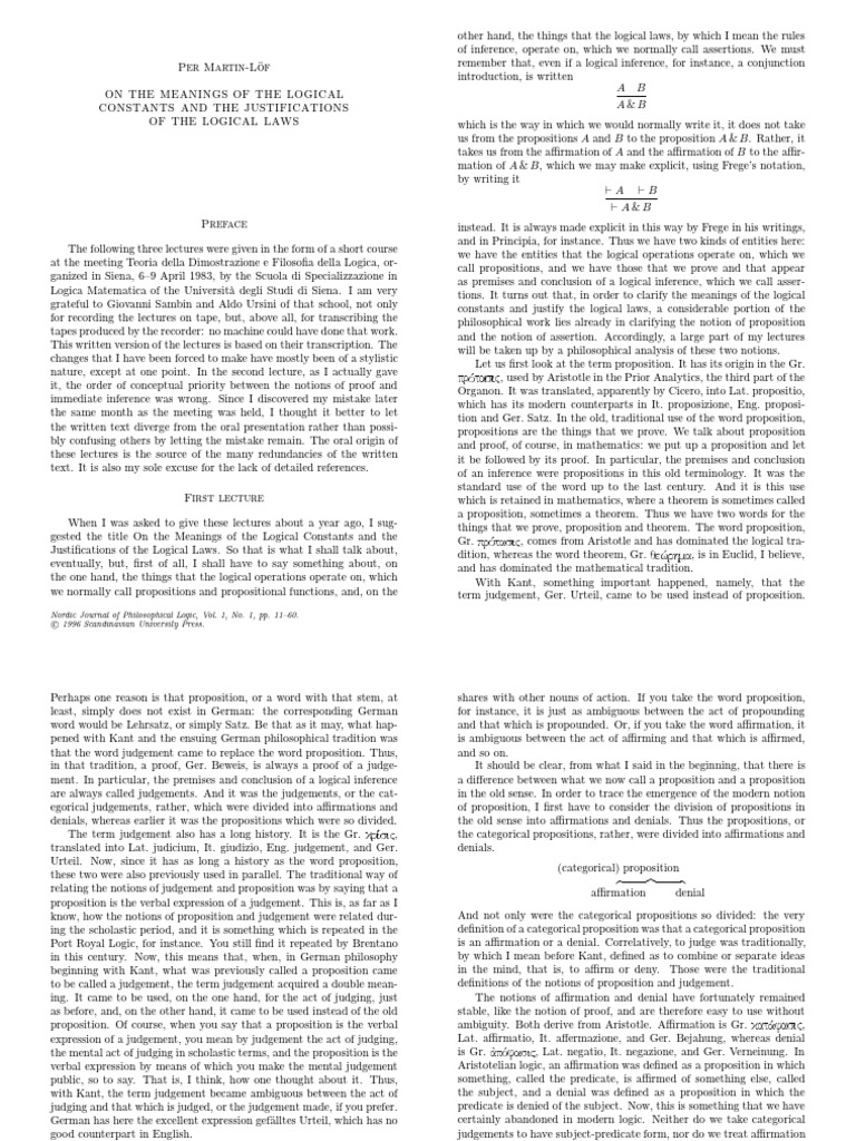 Meanings of The Logical Constants 1983 | PDF