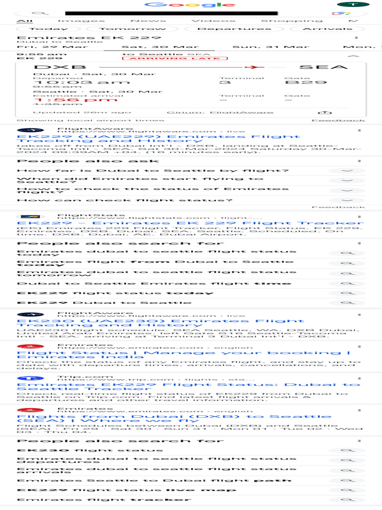 Emirates Dubai To Seattle Flight Status - Google | PDF