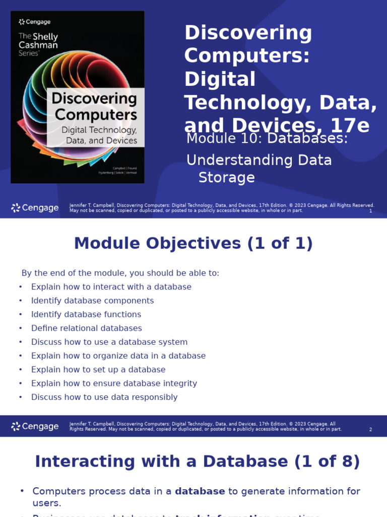 Discovering Computers: Digital Technology, Data, and Devices Chapter 10 | PDF | Databases ...