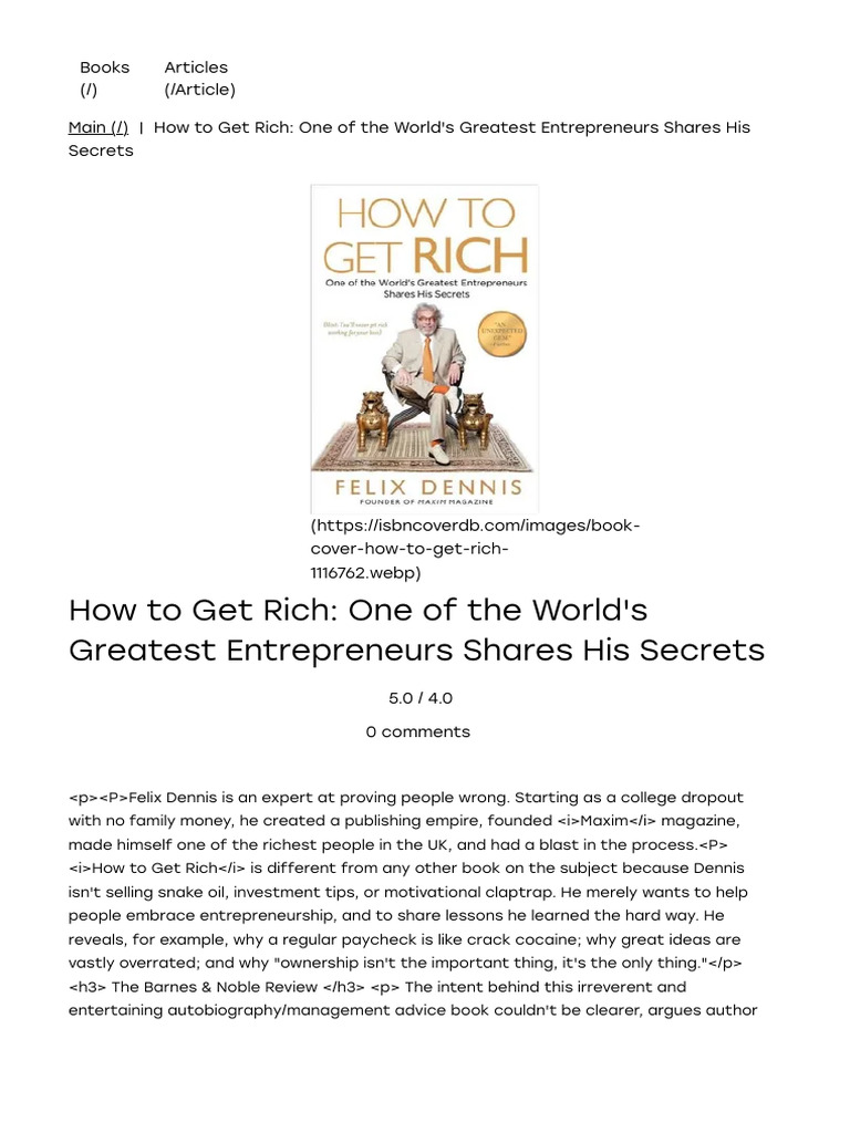 How To Get Rich Book & Summary Reviews - Z-Lib | PDF | Home & Garden