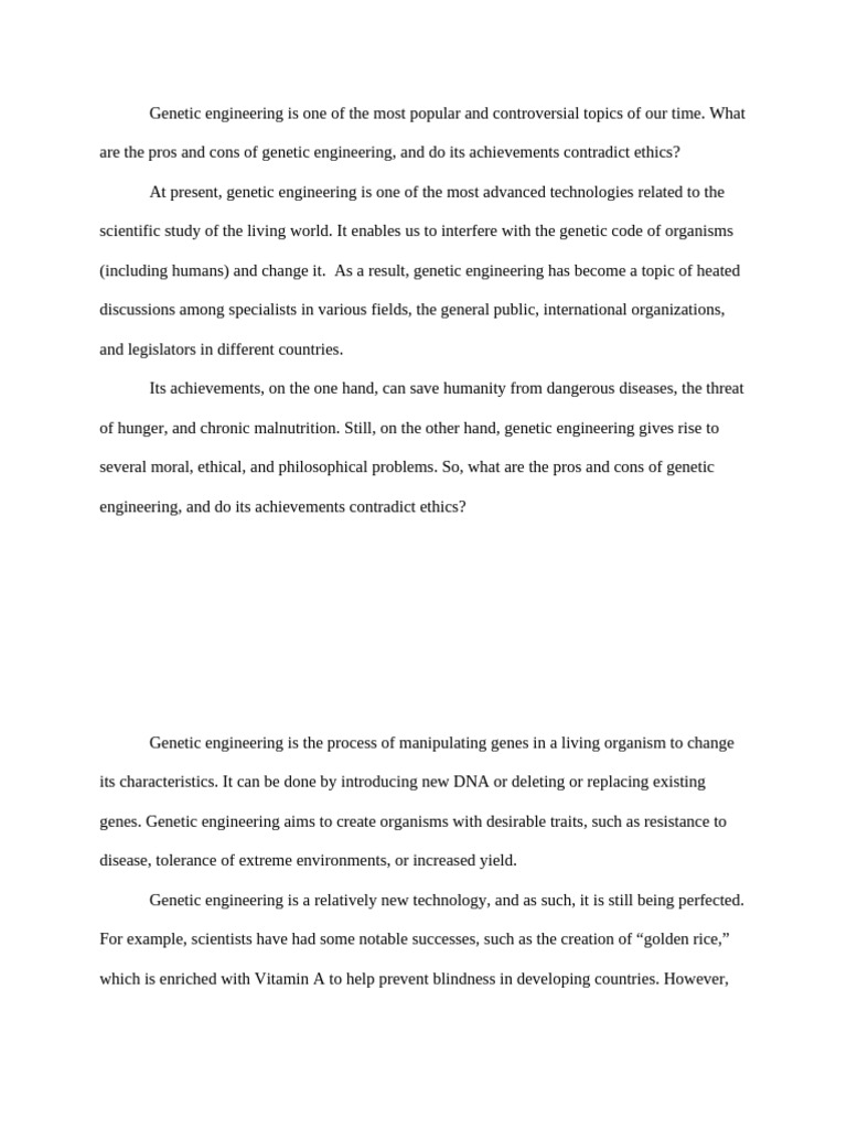Genetic Engineering Is One of The Most Popular and Controversial Topics ...