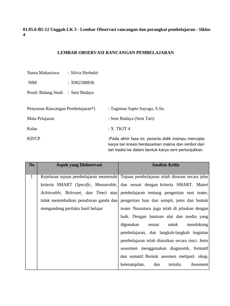PPL II - Topik 4 01.05.6-B4-4 Unggah LK 3 - Lembar Observasi Rancangan Dan Perangkat ...
