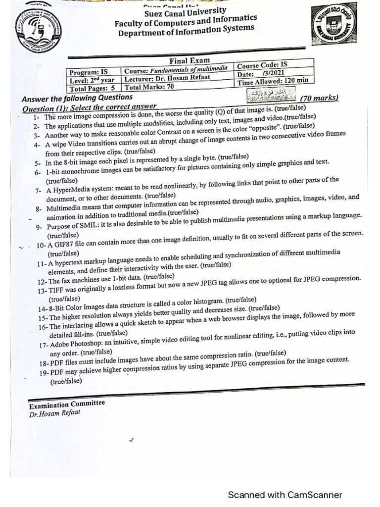 Multimedia Exam 2020 - 2021 | PDF