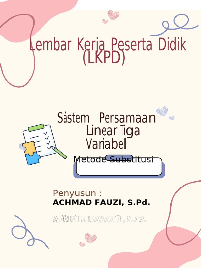 LKPD - SPLTV (Metode Substitusi) | PDF