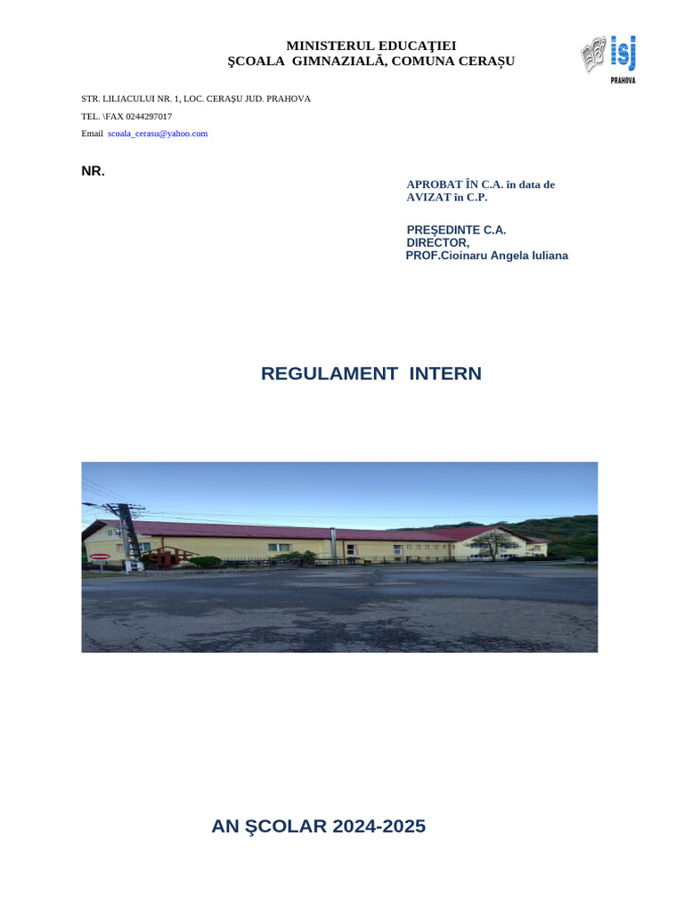 2024-2025 Regulamentul Intern | PDF