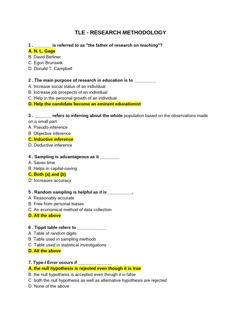 Tle - Research Methodology | PDF
