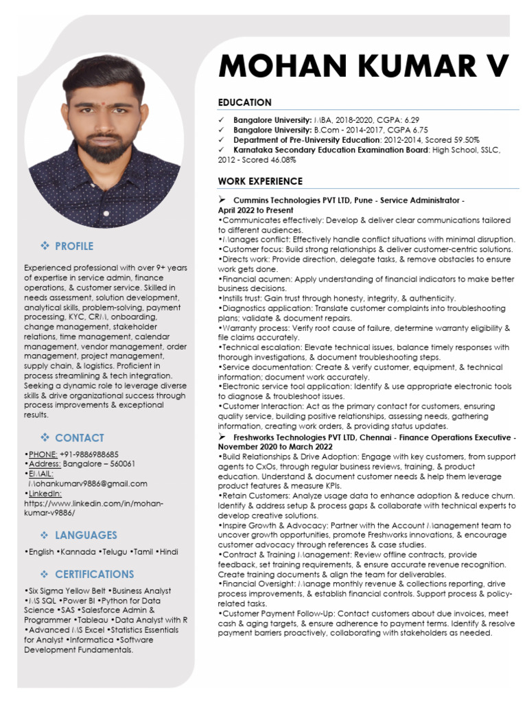 Mohan V - Resume | PDF