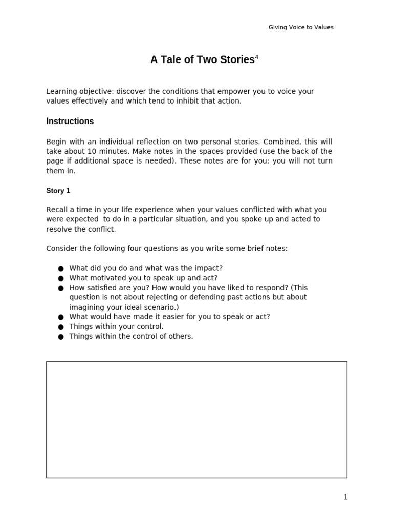 Giving Voice To Values - Activity | PDF