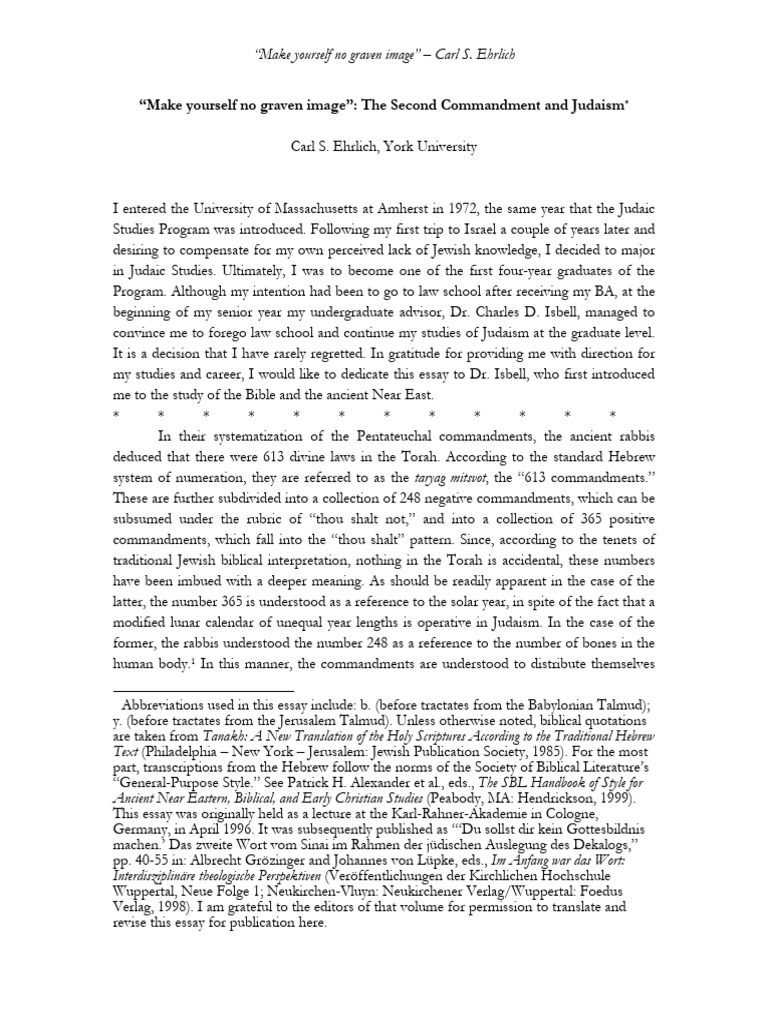 Make Yourself No Graven Image The Second Commandment and Judaism | PDF