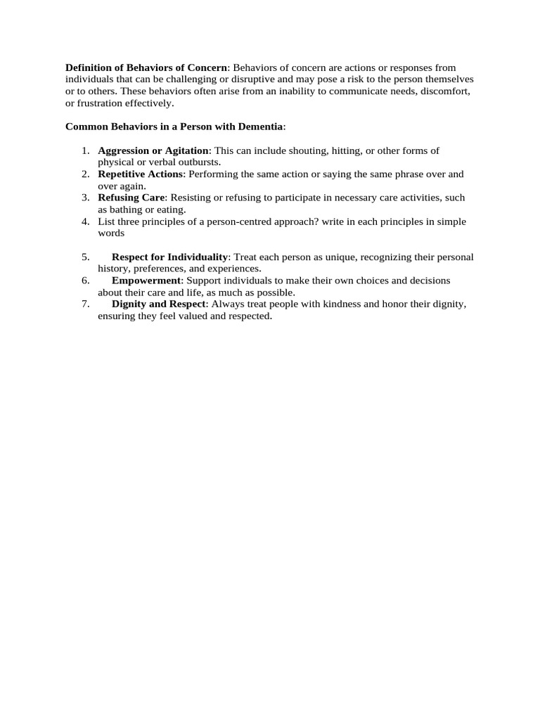 Definition of Behaviors of Concern | PDF
