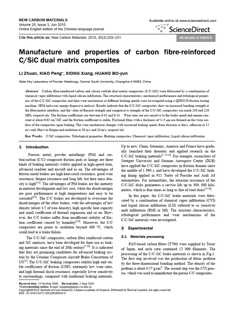 NEW CARBON MATERIALS 2010 Manufacture and Properties of Carbon Fibre ...