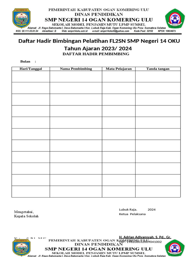 Daftar Hadir FL2SN | PDF