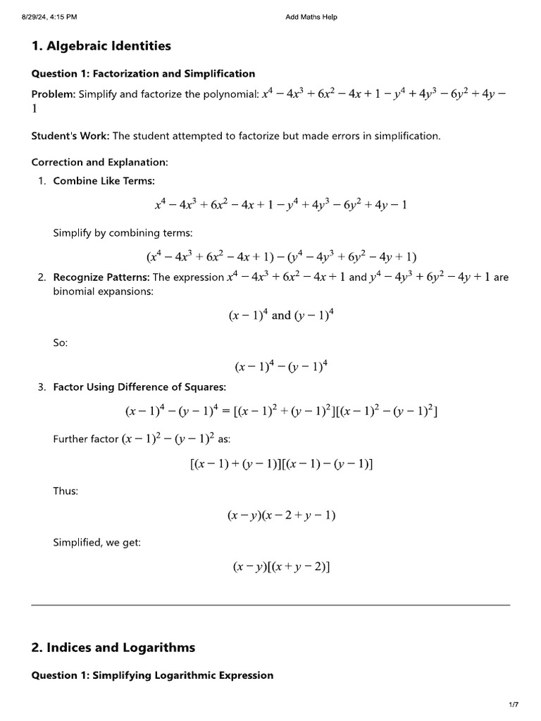 Add Maths 1-6p2 Correction | PDF