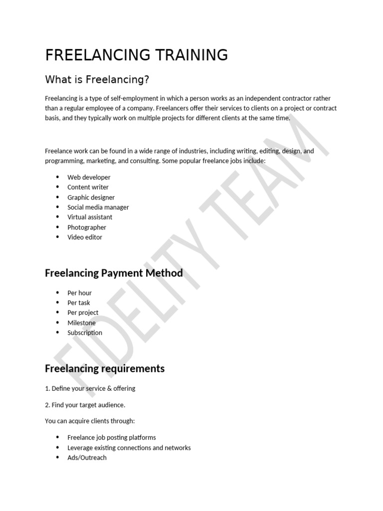 Freelancing Training | PDF