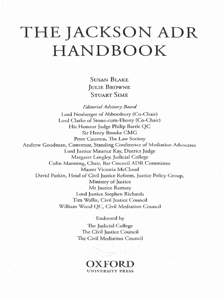The Jackson Adr Handbook: Oxford | PDF