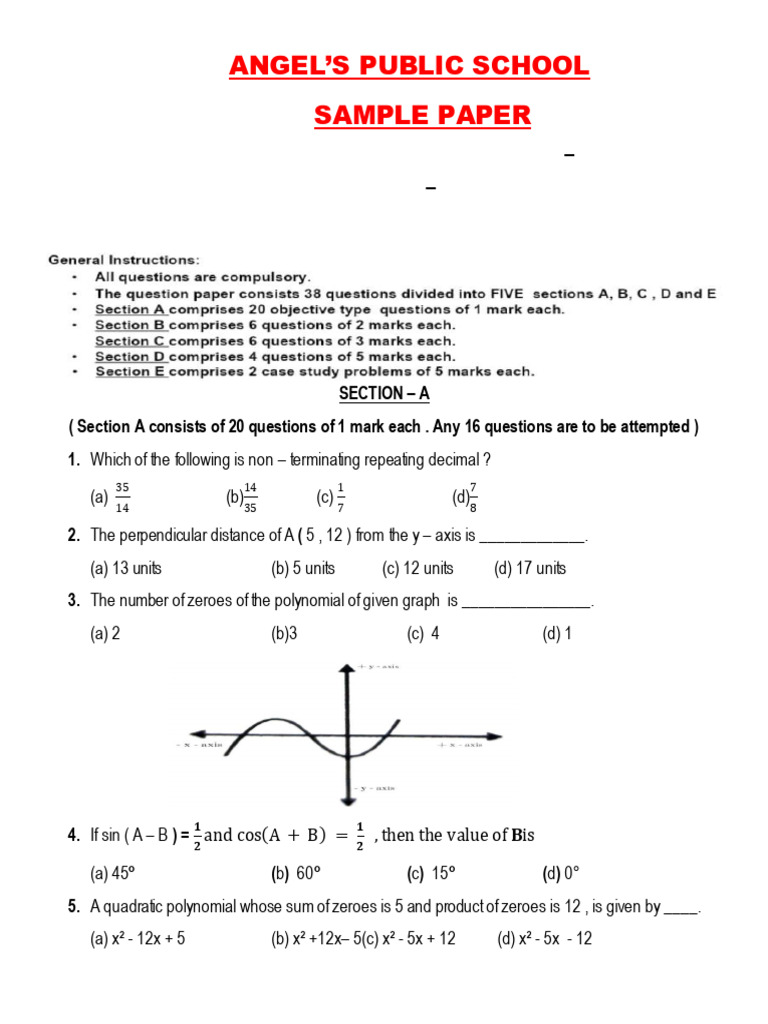 Basic Practice Paper Class 10 Mathematics | PDF