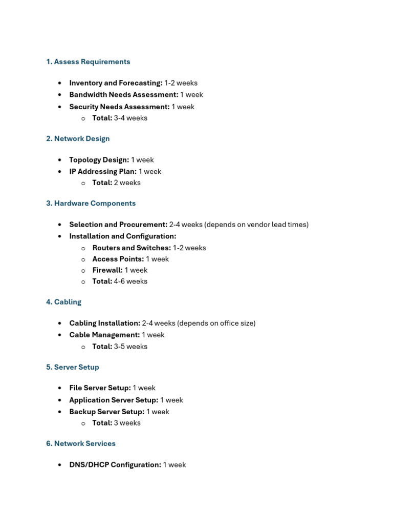 Network Tasks Timetablev1 | PDF