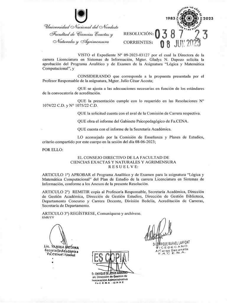 Res. 0387-23 CD - Logica - y - Matematica - Computacional. Programa ...