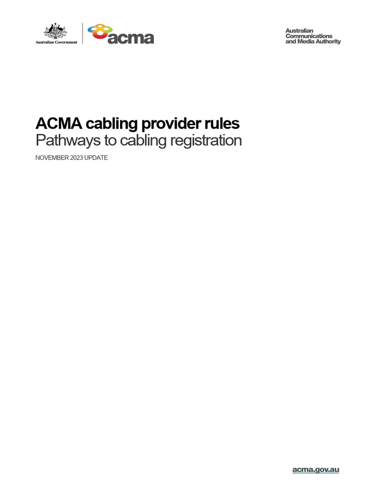 ACMA Cabling Registration Pathways Guide | PDF | Electrician ...