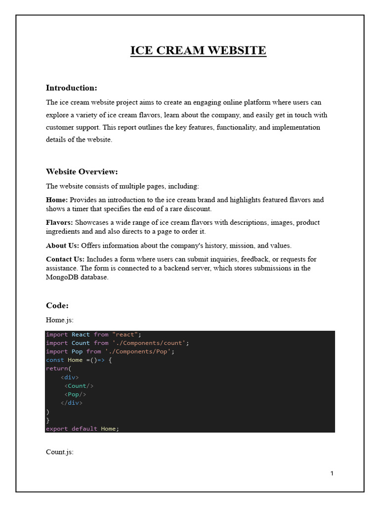 Ice Cream Website | PDF