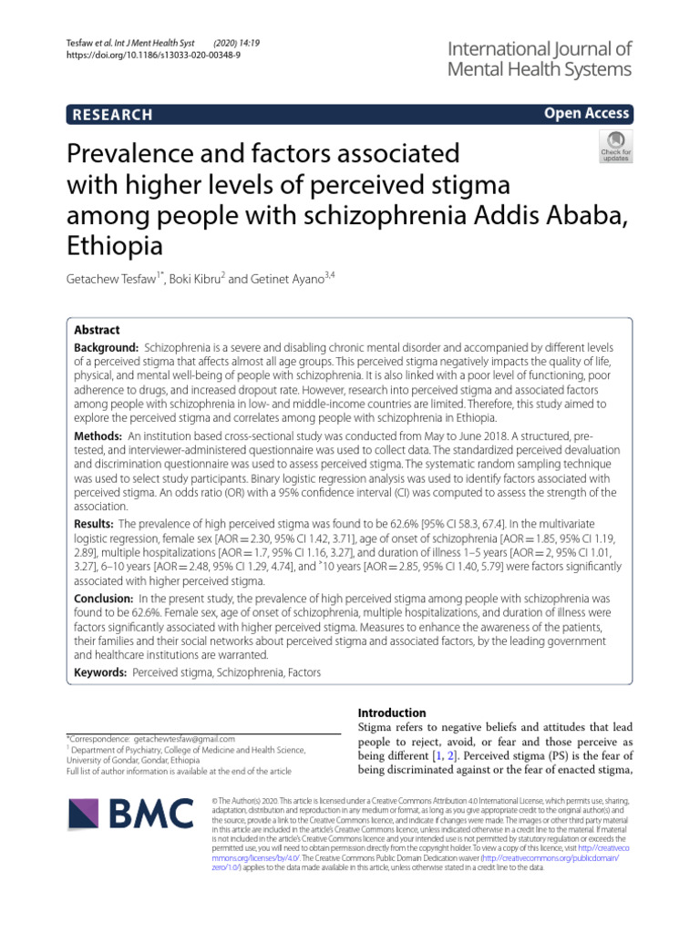 Prevalence and Factors Associated With Higher Levels of Perceived ...