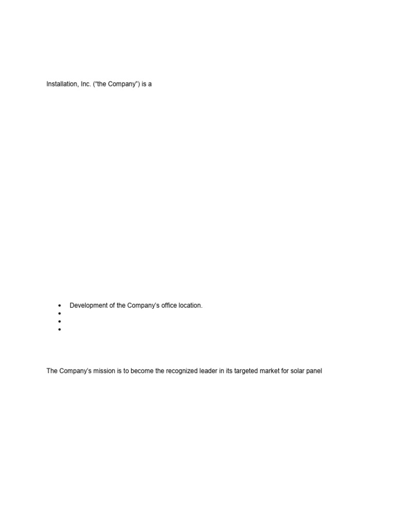 Solar Panel Installation Business Plan | PDF | Photovoltaics | Solar Power