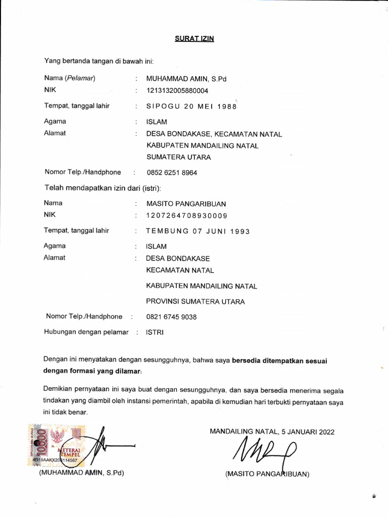 Surat Izin Istri PDF | PDF