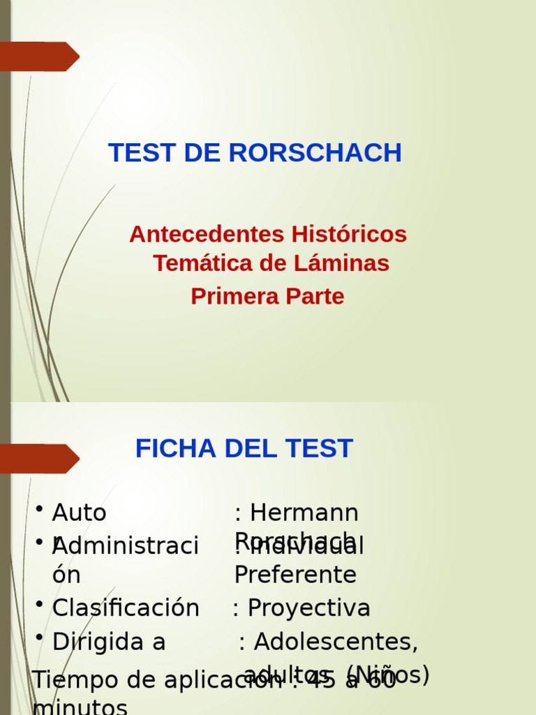Test de Rorschach Primera Parte | PDF