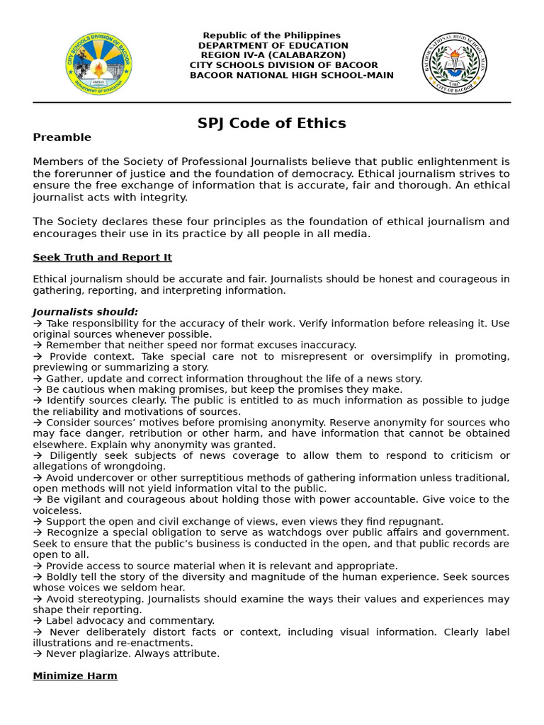 SPJ Code of Ethics | PDF