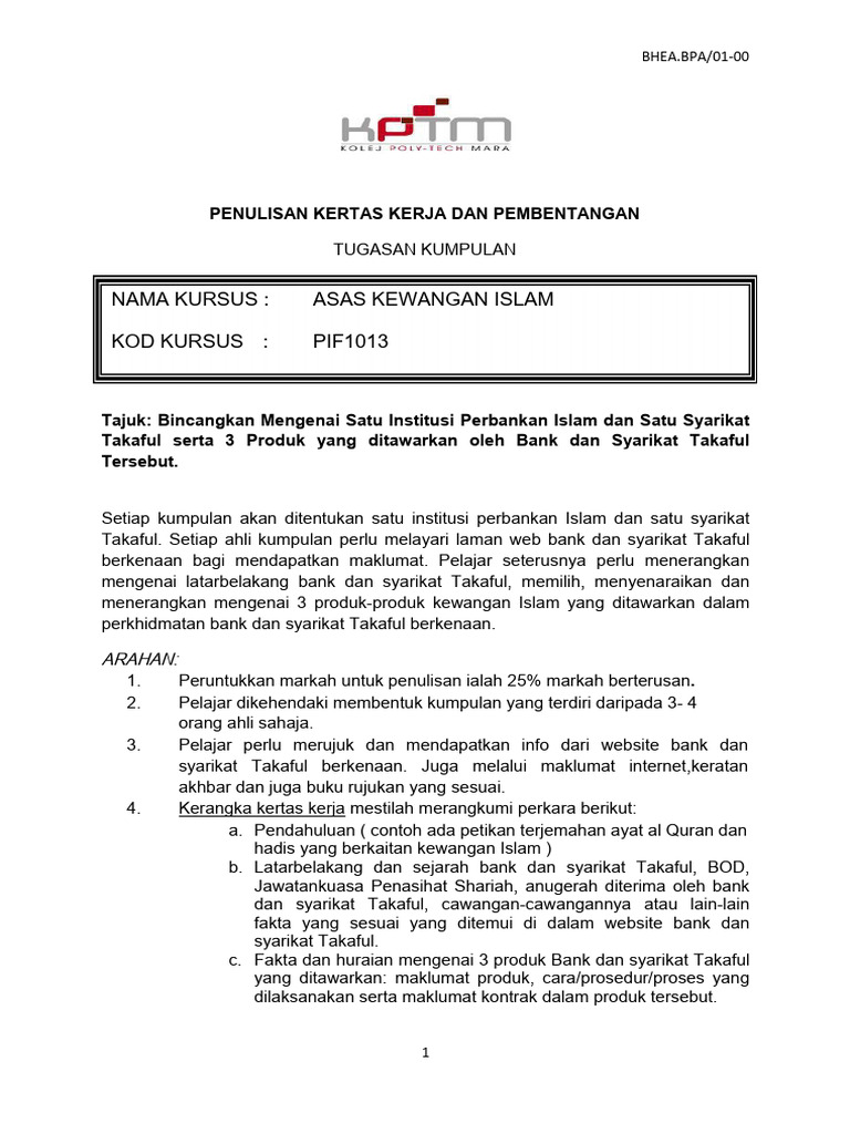 Tugasan Kumpulan Pif1013 | PDF