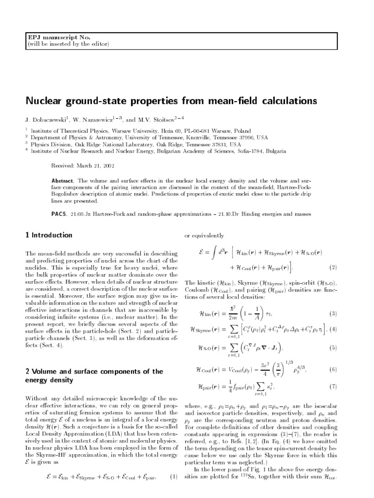 Nuclear Ground-State Properties From Mean-Field Calculations (2002) - Libgen - Li | PDF